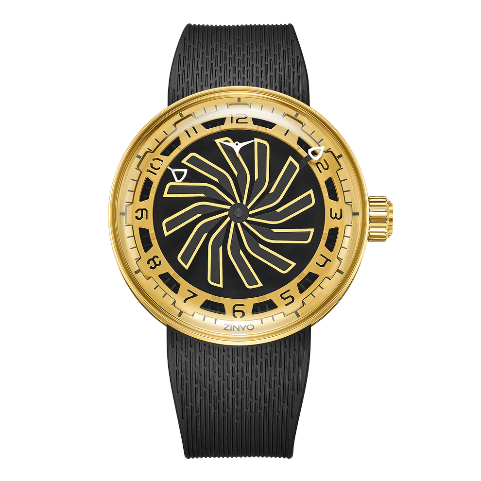 12K - exclusive men's watch with gold case and black rubber strap – ZINVO