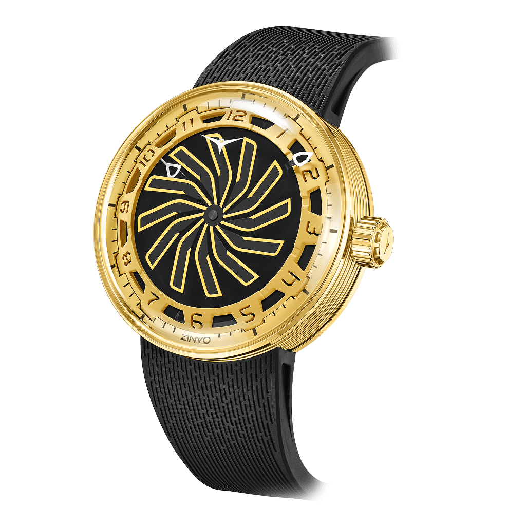 12K - exclusive men's watch with gold case and black rubber strap – ZINVO