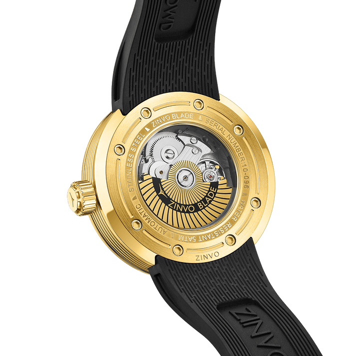 12K - exclusive men's watch with gold case and black rubber strap – ZINVO