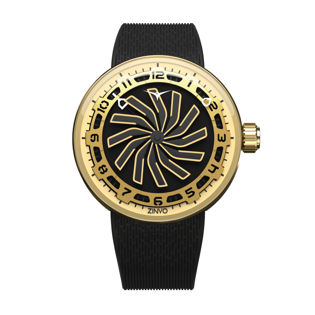 12K - exclusive men's watch with gold case and black rubber strap – ZINVO