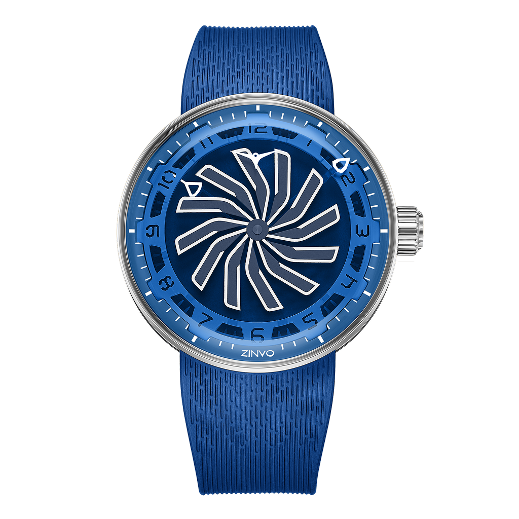 COBALT - exclusive men's watch with steel case and blue rubber strap ...
