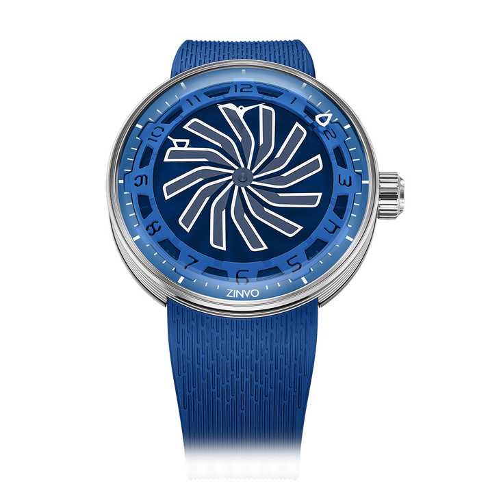 COBALT - exclusive men's watch with steel case and blue rubber strap ...