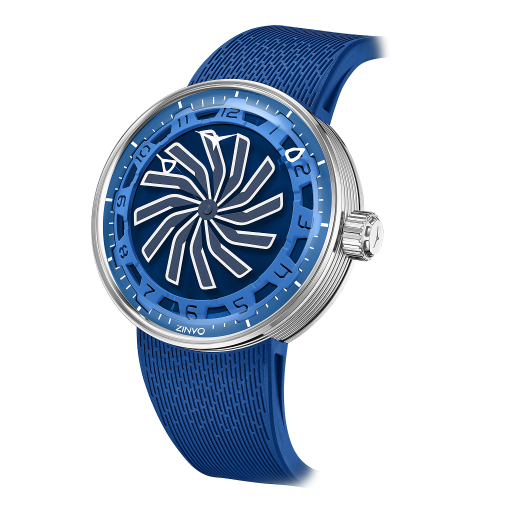 COBALT - exclusive men's watch with steel case and blue rubber strap ...