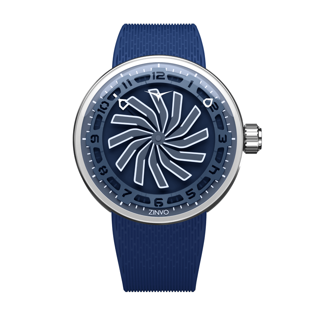 COBALT - exclusive men's watch with steel case and blue rubber strap ...