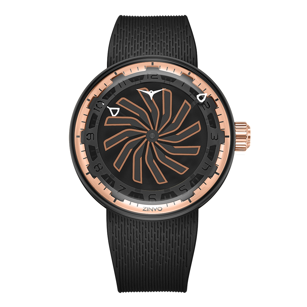 SPIRIT - exclusive men's watch with black case and black rubber strap ...