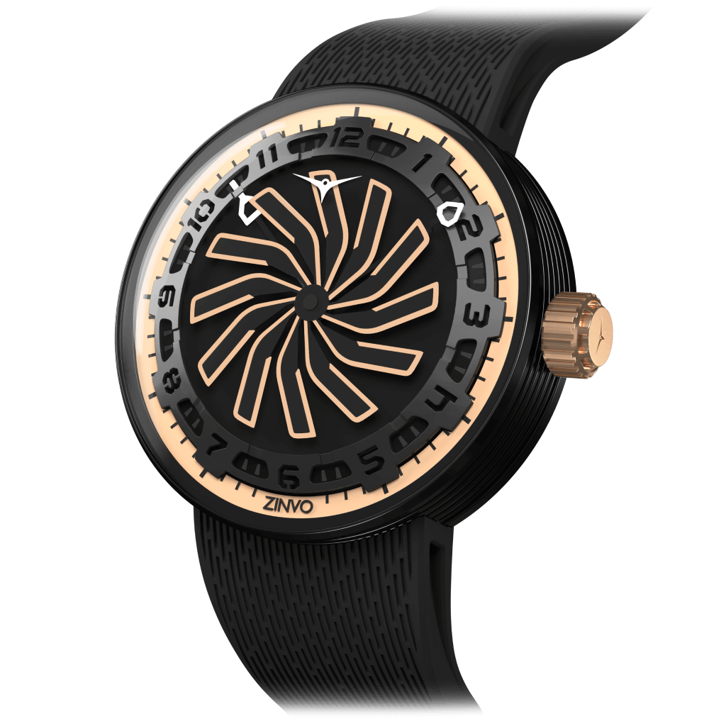 SPIRIT - exclusive men's watch with black case and black rubber strap ...