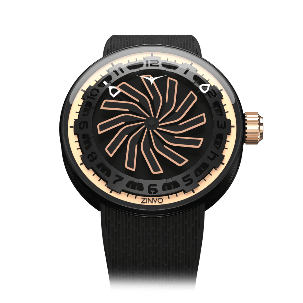 SPIRIT - exclusive men's watch with black case and black rubber strap ...