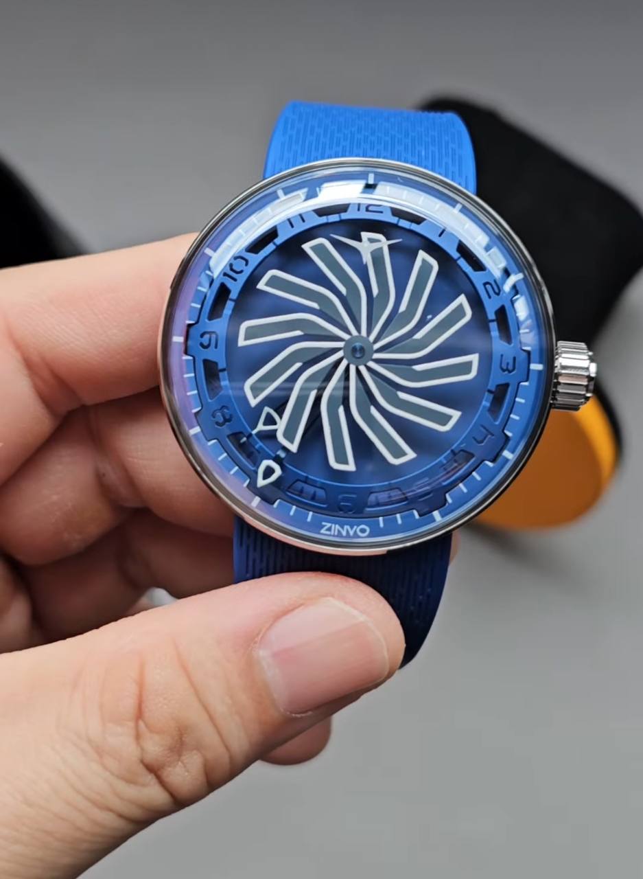 COBALT - exclusive men's watch with steel case and blue rubber strap ...