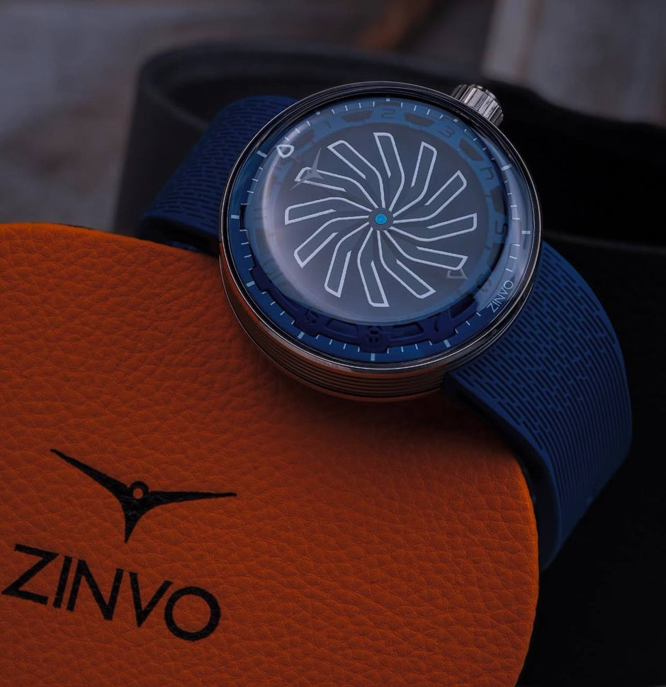 COBALT - exclusive men's watch with steel case and blue rubber strap ...