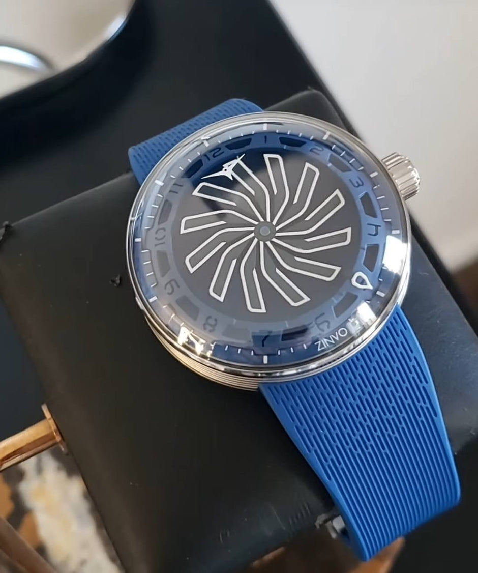 COBALT - exclusive men's watch with steel case and blue rubber strap ...